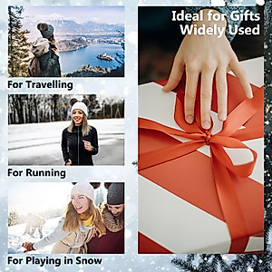 Women Beanie Hat Scarf Gloves Set Winter Warm Soft Thick Fleece Lining Knit Skull Cap with Cute Double Fur Pom Pom Black Touchscreen Ladies Cold Weather Snow Accessories Crochet