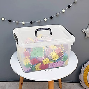 AnnkkyUS 4-pack Clear Boxes, Plastic Storage Bin with Lid, 10.5 Quarts