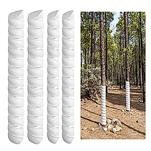 Watayo 4 Pcs Tree Trunk Protector-2 Size Plastic Spiral Tree Guard-Tree Bark Protector Tube Wraps to Protect Saplings Plants from Deer Rabbit Cats Rodents Mowers