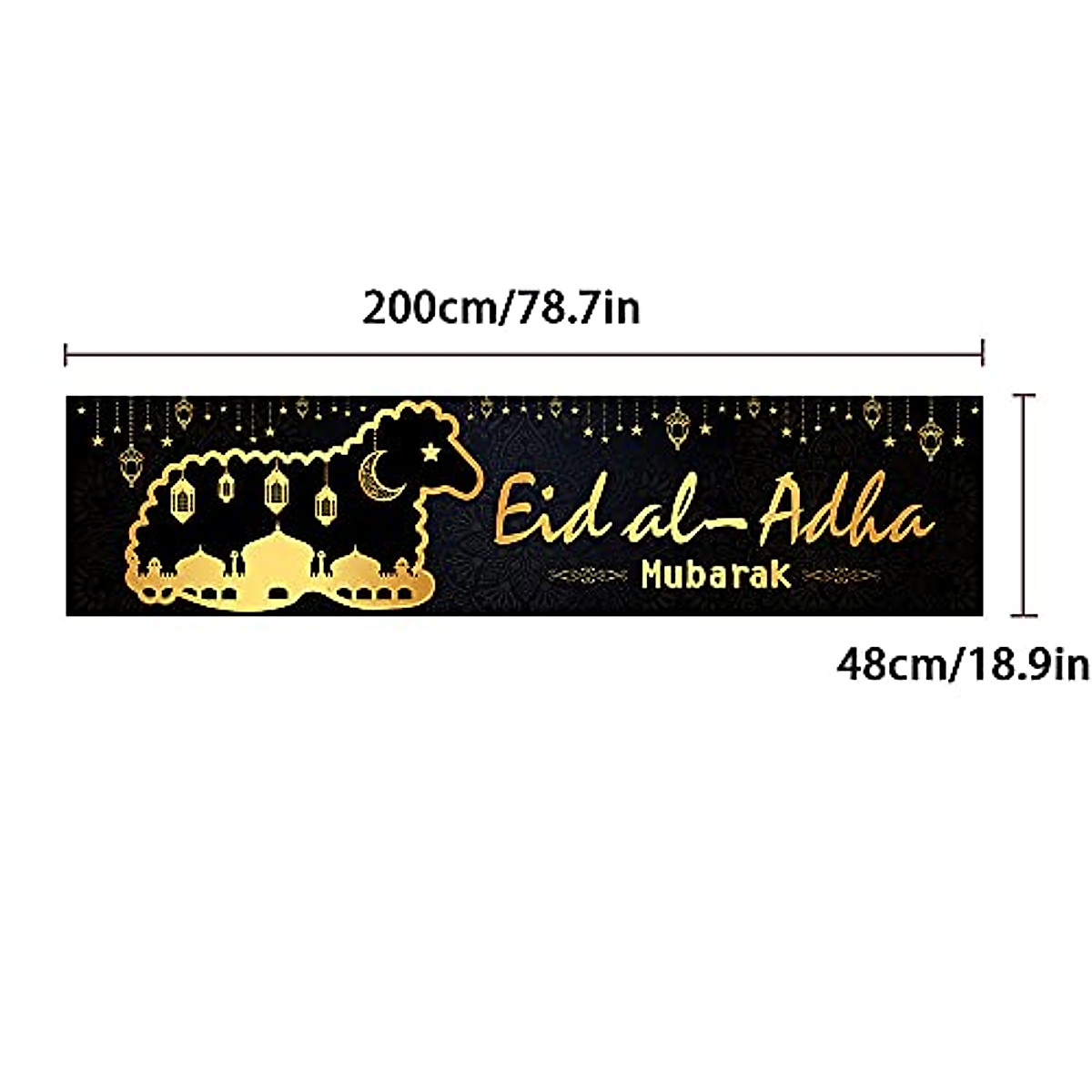 Eid al-Adha Mubarak Banner Party Decorations Supplies - Muslim Eid Mubarak Outdoor Yard Sign Banner Decorations