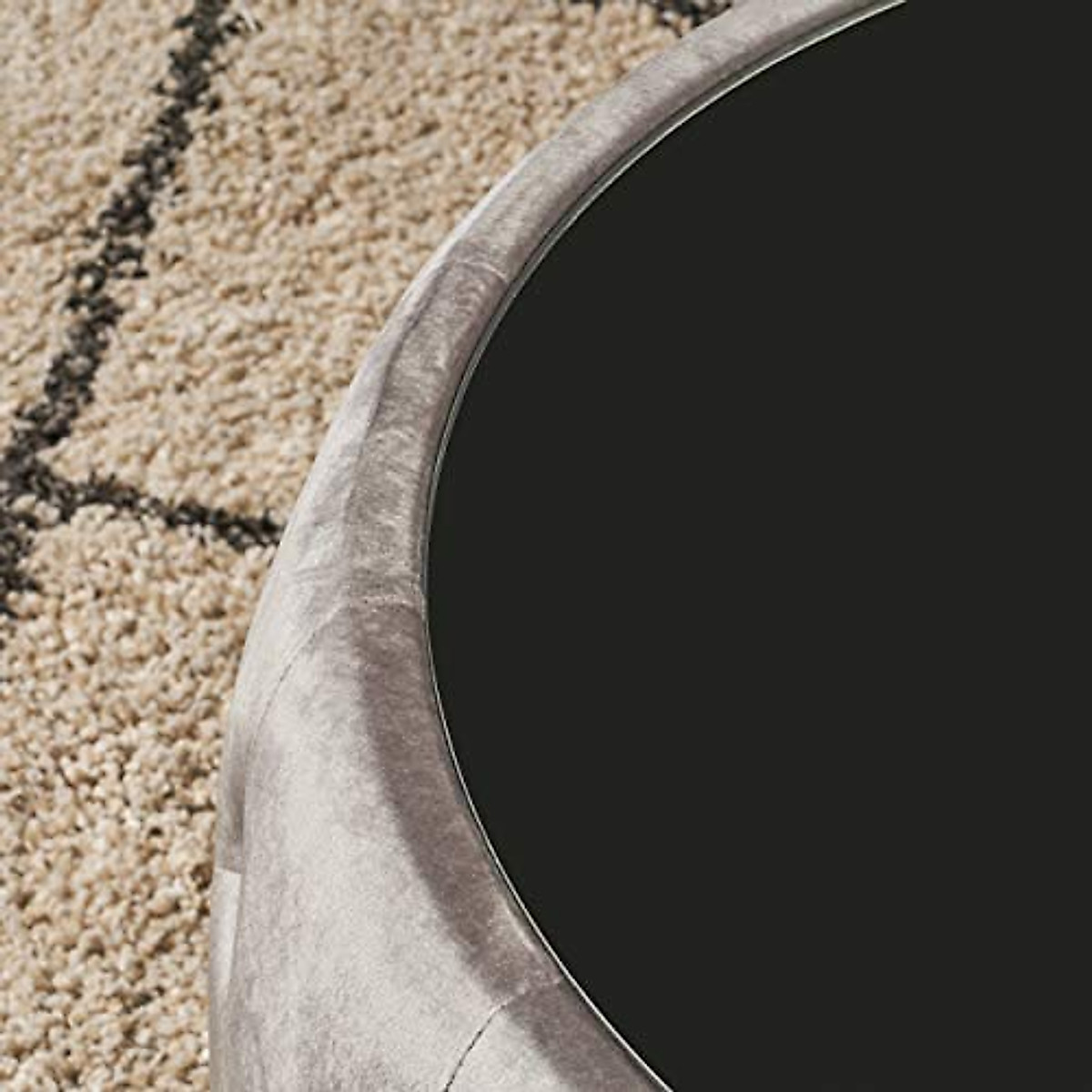 Christopher Knight Home Ivy Glam Velvet and Tempered Glass Coffee Table Ottoman, Smoke, Black