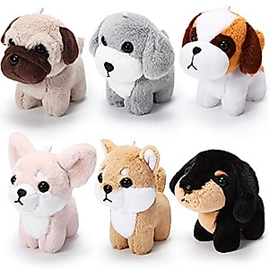 Lenwen 6 Pcs Puppy Dog Stuffed Animals Plush Realistic Dog Toys Bulk 4 Inch Cute Plush Puppy Dog Stuffed Animals for Birthday Gifts Animal Themed Party Decoration Favors