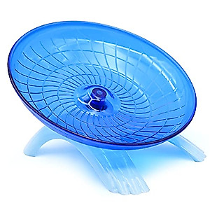 Hamster Flying Saucer Silent Running Exercise Wheel for Syrian Rat Gerbils Mice Chinchilla Guinea Pig Small Animals (Blue)