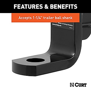CURT 45448 Class 4 Trailer Hitch Ball Mount, Fits 2-Inch Receiver, 12,000 lbs, 1-1/4-Inch Hole, 8-Inch Drop, 7-Inch Rise , black
