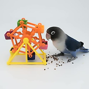 Barn Eleven Bird Swinging Windmill Toy,Parrot Feeder Toy Supplies Fun Training Leaking Food Feeder Budgie Cockatiel Foraging Nibbling Development Intelligence Bird Toy