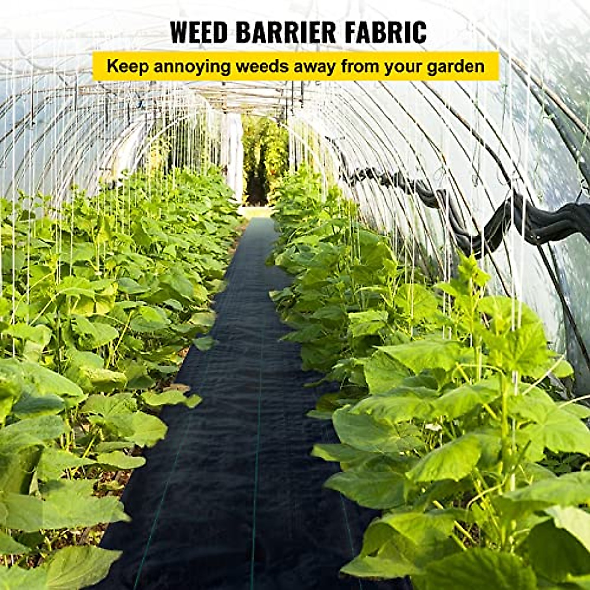 Happybuy 6x300ft Premium Weed Barrier Landscape Fabric Heavy Duty 2.4OZ, Woven Weed Control Fabric, High Permeability Good for Flower Bed, Geotextile Fabric Underlayment, Driveway Fabric Ground Cover