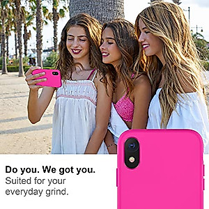 DEENAKIN iPhone Xr Case with Screen Protector,Soft Flexible Silicone Gel Rubber Bumper Cover,Slim Fit Shockproof Protective Phone Case for iPhone Xr Hot Pink