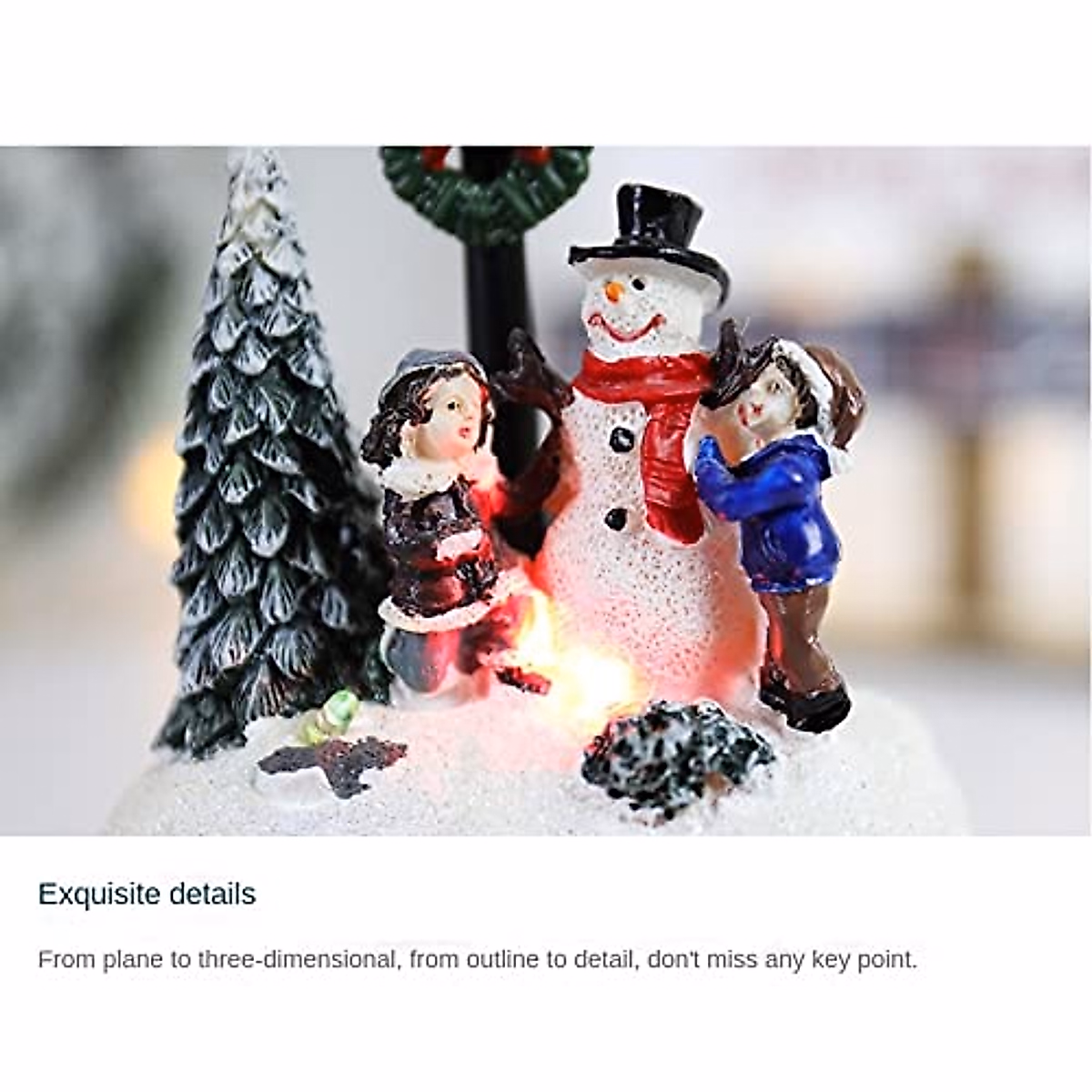 ADVNH Christmas Village Set Decorations, 2 Pieces of Resin LED Warm Lights Christmas Tree Figurines, Mini Snowman Christmas Decorations, Christmas Village House Gift Sets, Collectible Buildings (A)
