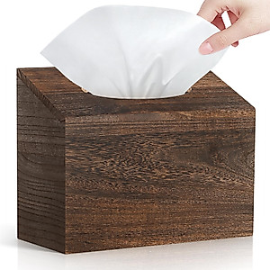 Hand Towel Box Cover Compatible with Kleenex Disposable Paper Hand Towels Wood Bathroom Paper Towel Holder for Tabletop, Bathroom, Office (Brown)