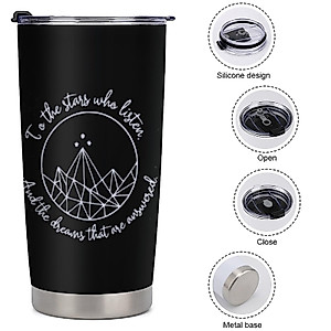 Velaris City Of Starlight Tumbler Acotar The Night Court Bookish 20 Oz Stainless Steel Insulated Tumblers with Lid And Straw Bookish Acotar Travel Coffee Mug Gifts
