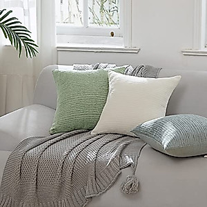 WLNUI Sage Green Pillow Covers 18x18 Inch Set of 2 Luxurious Chenille Decorative Throw Pillow Covers for Couch Sofa Bed Living Room Farmhouse Decorations