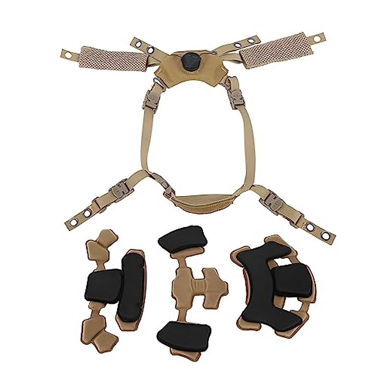 BROLEO Helmet Chinstrap Dial Hanging System, Easy to Install Exquisite Workmanship Portable Waist Helmet Padding Kit for MICH for Wendy (Mud Spongeand Suspension)