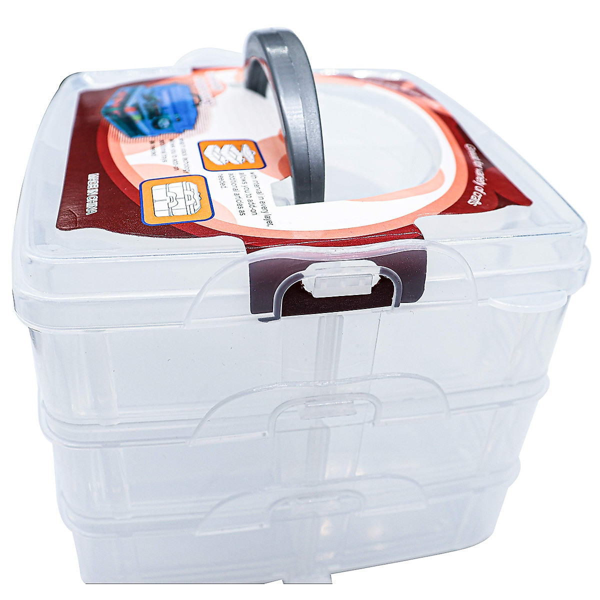 HengKe Craft Organizer Box 3 Layer Stackable Craft Storage Jewelry,Hardware,Craft Supplies Organizer with Adjustable Compartments for Accessories, Beauty Supplies, Art Supplies,Toy,Fuse Beads