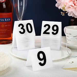 40 Pieces Acrylic Tent Table Numbers 1-40 Double Side Numbered Table Tents Restaurant Wedding Table Number White Table Tent Numbers Cards Signs for Party Banquets Service Evidence Markers Supplies