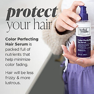 Herbalosophy 2 x 16.9 Fl Oz Purple Shampoo & Conditioner Set for Blonde and Gray Hair, with 3.38 Fl Oz Hair Serum, Eliminates Brassy and Yellow Tones