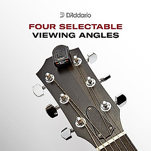 D'Addario Accessories Guitar Tuner - Micro Headstock Tuner - Tuner for Acoustic Guitar, Electric Guitar, Bass Guitar, Mandolin, Banjo, Ukelele - Compact & Discrete - Clip On - 2 Pack