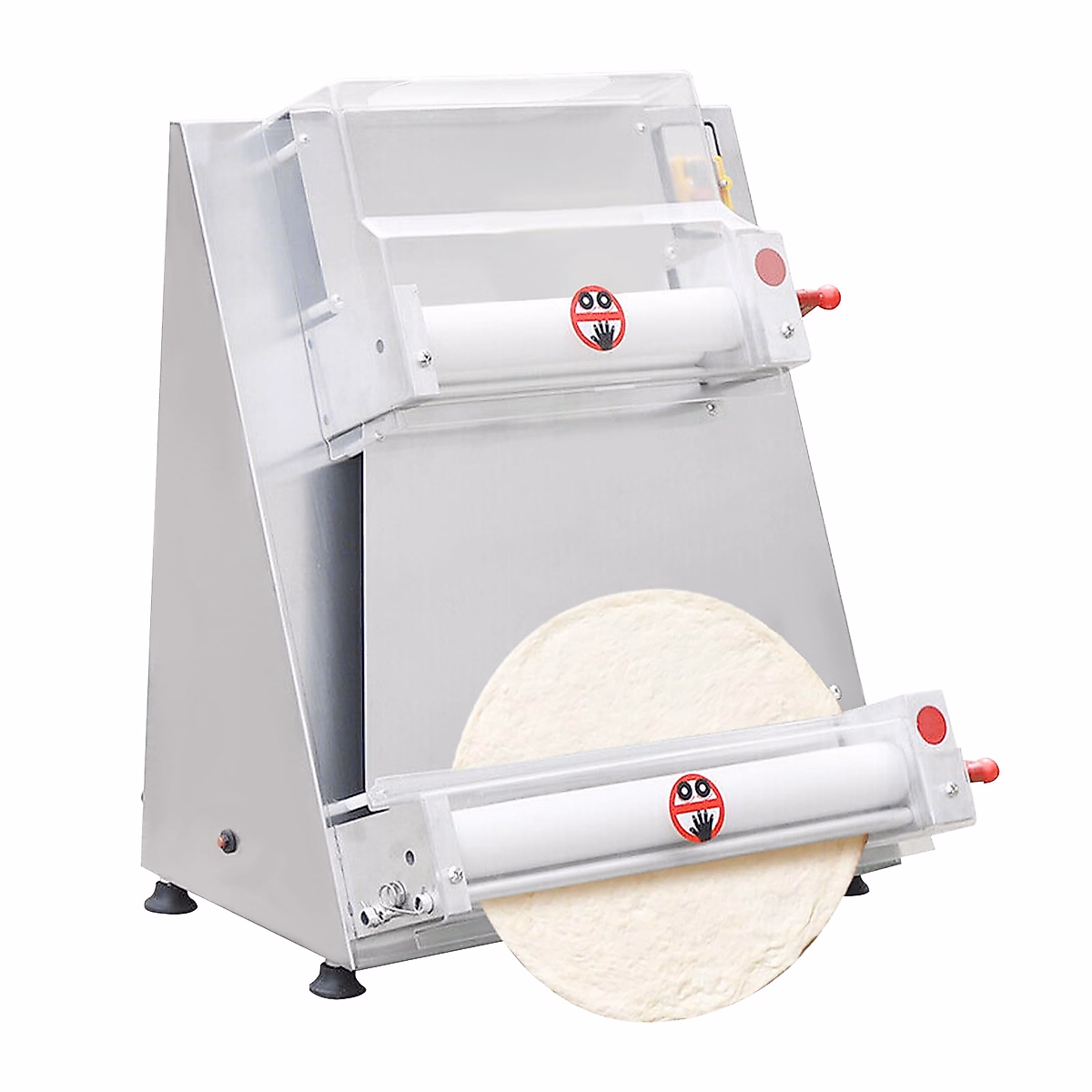 Pizza Dough Roller Sheeter, 110V 370W Automatic Commercial Pizza Press Making Rolling Machine,Stainless Steel Adjustable Thickness Dough Machine for 4-16" Pasta Maker Equipment,Bread Maker Equipment