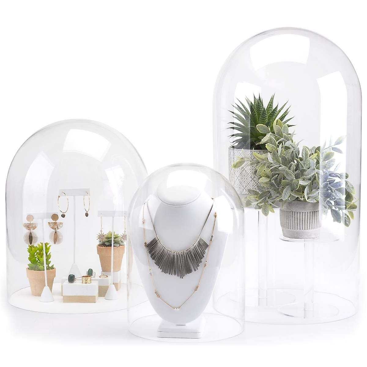 Displays2go Large Glass Dome Display with Baseless Design, 12" x 24" — Clear (DCGDOMEL)