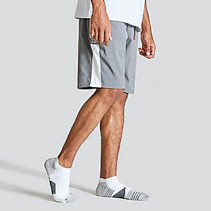 WANDER Men's Athletic Running Socks 7 Pairs Thick Cushion Ankle Socks for Men Sport Low Cut Socks 6-9/10-12 (7 Pairs White Grey, Shoe Size: 12-14)