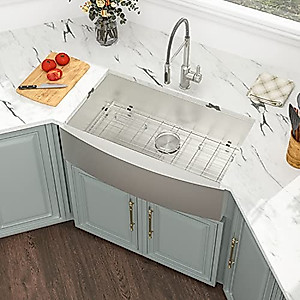 Kichae 30 Inch Farmhouse Apron Front Kitchen Sink Stainless Steel Single Bowl Kitchen Farm Sinks 30" Undermount Single Basin Farmer Sink