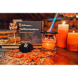 TheFitBartenderCo Metal Cocktail Smoker Kit with Torch- Includes four flavored woodchips, whiskey smoker, Gift for men, dad, husband, boyfriend, bourbon, infuse drink, meat & cheese