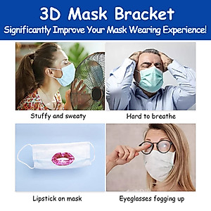 Upgraded 3D Silicone Face Mask Bracket with Earloops,Breathe Cup Turtle Shape,Cool Insert for More Breathing Room,Inner Support Frame,Breathable Spacer Keep Fabric Off,Lipstick Protector(Black,5PCS)