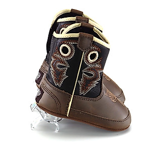 M&F Western Kids Trace Baby Boy's Infant/Toddler Bucker Boot First Walker Shoe, Brown/Black, 4