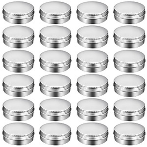 TecUnite 4 oz Aluminum Screw Top Round Steel Cans Aluminum Tin Cans with Screw Lid Screw Lid Containers, 24 Pack