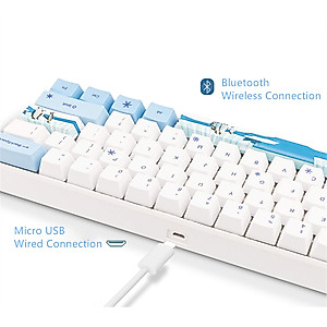 ZMX Blue Penguin 61 Mechanical Keyboard,Hot Swappable 60％Compact Mechanical 5.0Bluetooth/Type-C Wired Dual-Mode RGB Backlit Dye-Sublimation PBT Keycap Gaming Keyboard（Blue Switch）