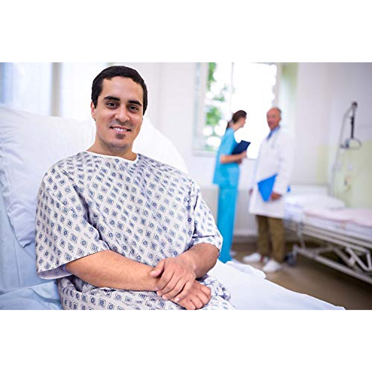 Utopia Care 4 Pack Cotton Blend Unisex Hospital Gown, Back Tie, 45" Long & 61" Wide, Patient Gowns Comfortably Fits Sizes up to 2XL