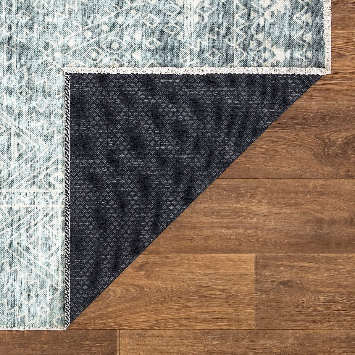 Bloom Rugs Caria Washable Non-Slip 5x7 Rug - Teal/Ivory Geometric Area Rug for Living Room, Bedroom, Dining Room, and Kitchen - Exact Size: 5' x 7'