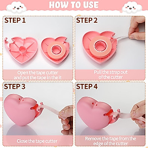 3 Pieces Eyelash Extension Tape Breathable Micropore Fabric Tape for Eyelash Extension Adhesive Pink Lash Tape with Heart-Shaped Tape Dispenser Cutter, 0.5 Inch Wide, 10 Yards Long of Each