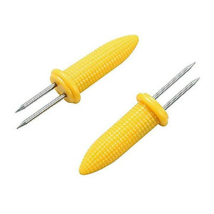 10 Pack Corn On The Cob Holders Stainless Steel Corn Holders Corn on The Cob Skewers for BBQ Twin Prong Sweetcorn Holders Home Cooking Fork Prong