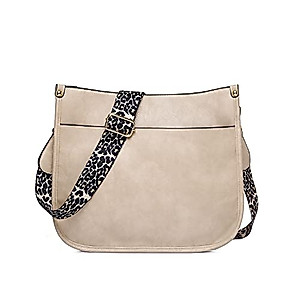 Emprier Women's Vegan Leather Crossbody Bags with Leopard Guitar Strap Bucket Crossbody Purse Fashion Shoulder Bag