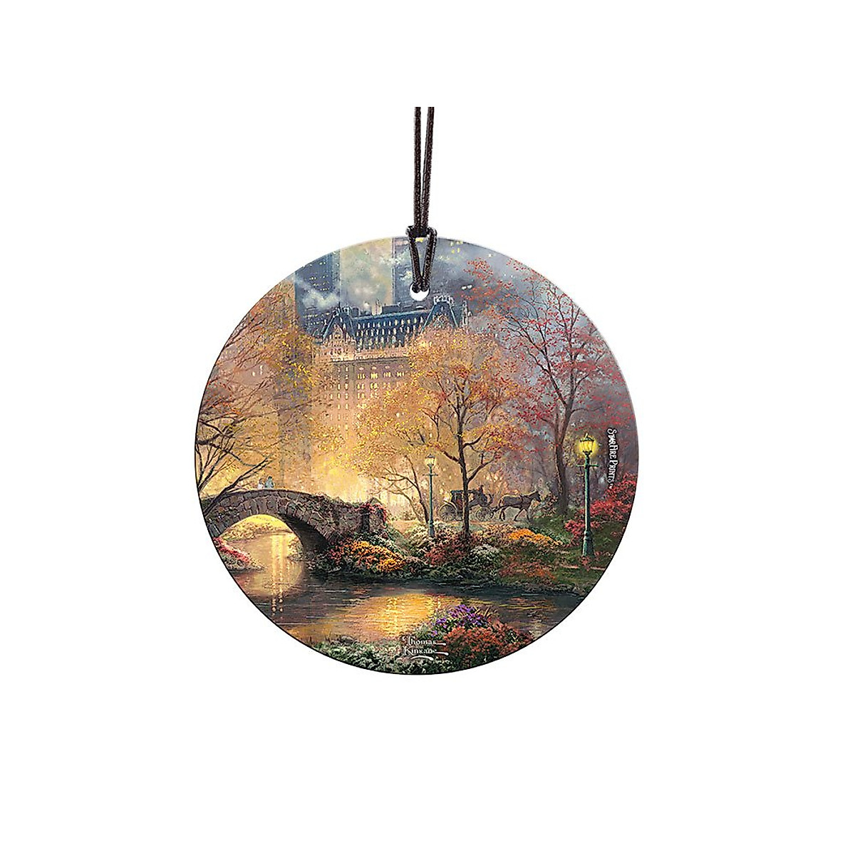 Trend Setters Thomas Kinkade - Central Park in The Fall - 3.5" Starfire Prints Hanging Glass Print Accessory - Ideal Decoration for Gifting and Collecting