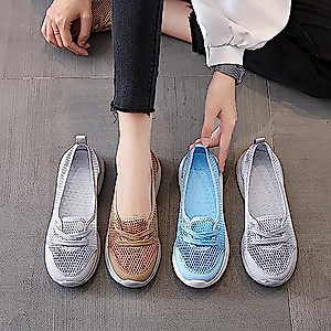 Women's Hollow Mesh Lace Up Flats Sneakers,Summer Fashion Breathable Low Top Backless Round Toe Comfortable Slip-on Soft Sole Casual Walking Shoe Loafer (Grey,8.5,8.5)