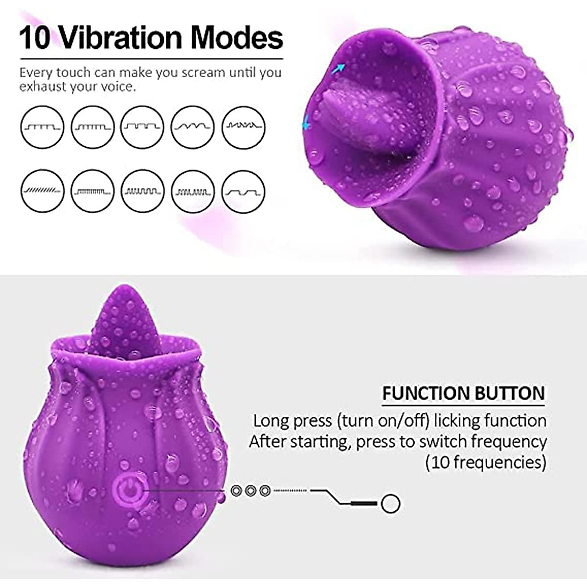 2024 New Roses Shape Sucker for Women Toy Sex Tongues Quiet 10 Speed Adult Toys Waterproof Automatic Electric Adult Toys Machine Pleasure Gifts Red US (purple1)