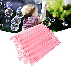Hztyyier Mini Bubble Wands Heart Shaped Pink Transparent Bubble Sticks 50pcs Party Favors Game Rewards Weddings Kids