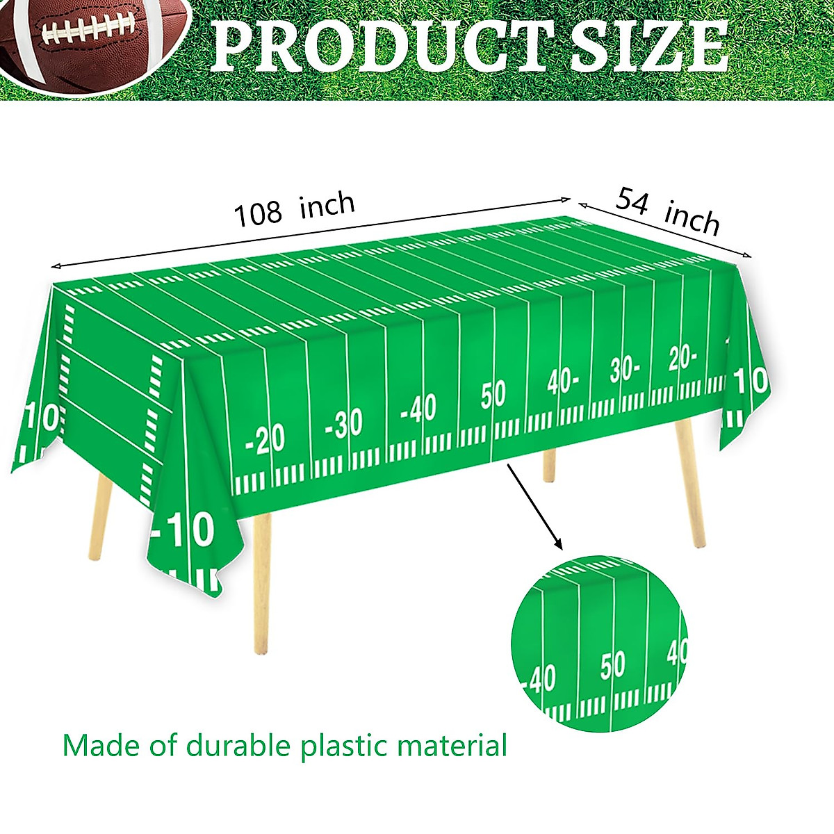 Football Party Supplies Tableware Set Football Theme Party Decorations Including Plates Napkins Cups Touchdown Tablecloth Banner for Football Birthday Party, Serve 24 Guests