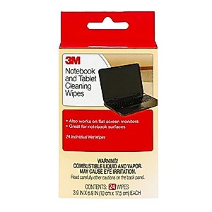 3M Notebook Screen Cleaning Wipes, 3.9 x 6.9 Inches (CL630), White,4 Pack