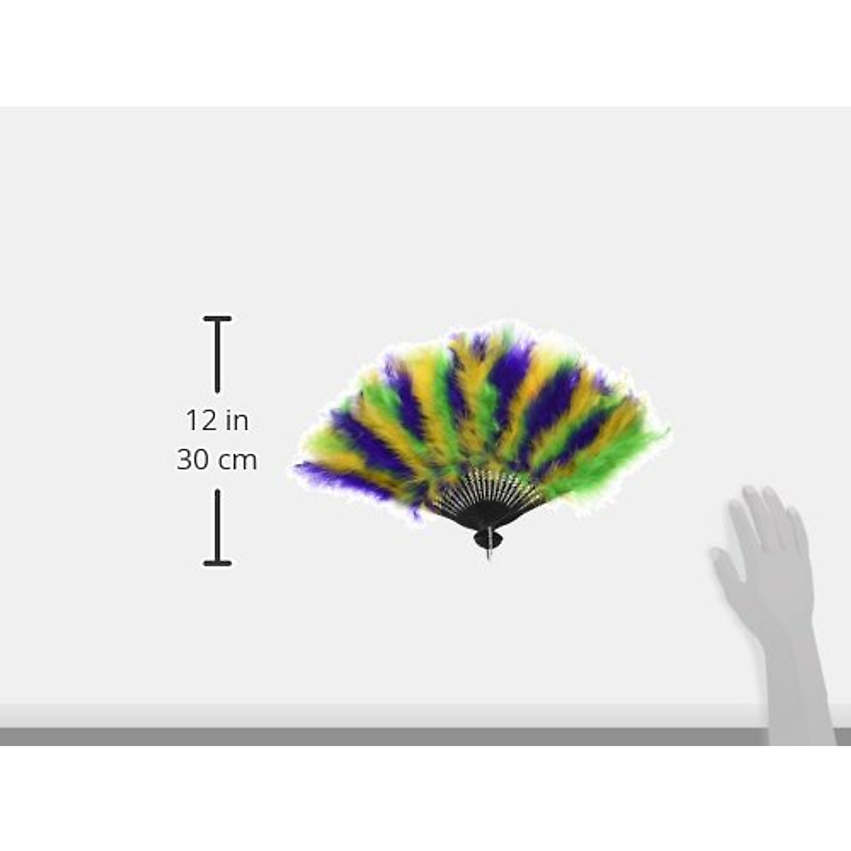 Beistle Mardi Gras Feather Fan, 12-Inch by 20-Inch