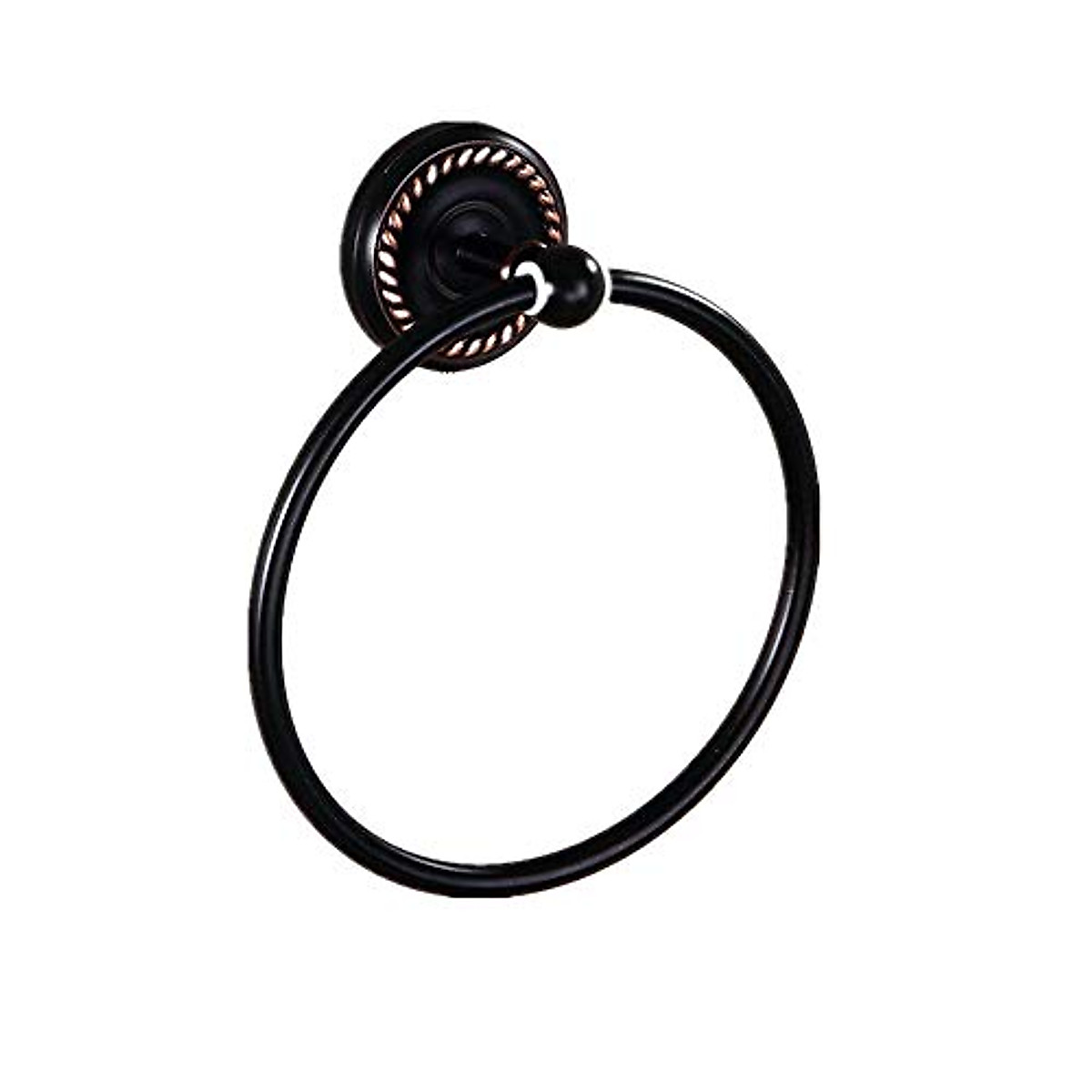Towel Ring,Coat Hook,Towel Hooks,Black Round Twist Towel Hanging Ring Towel Rack Ring Hand Towel Rack Brass 1 Free Punch (Size : 1 Punch)