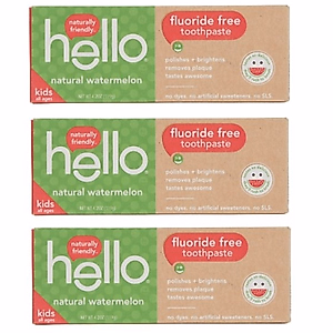 Hello Oral Care Kids Fluoride Free Toothpaste Natural Watermelon 4.2 Oz (Pack of 3)