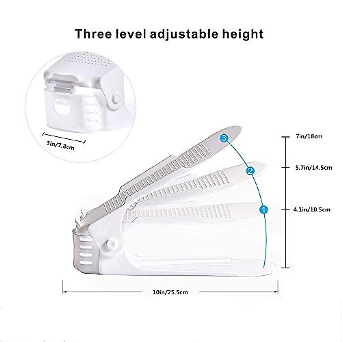 GYFHMY Shoe Slots Organizer, 10pcs Space-Saving Adjustable Double-Layer Closet Storage Cabinet, White Household Shelf, for Living Room Dormitory Hotel