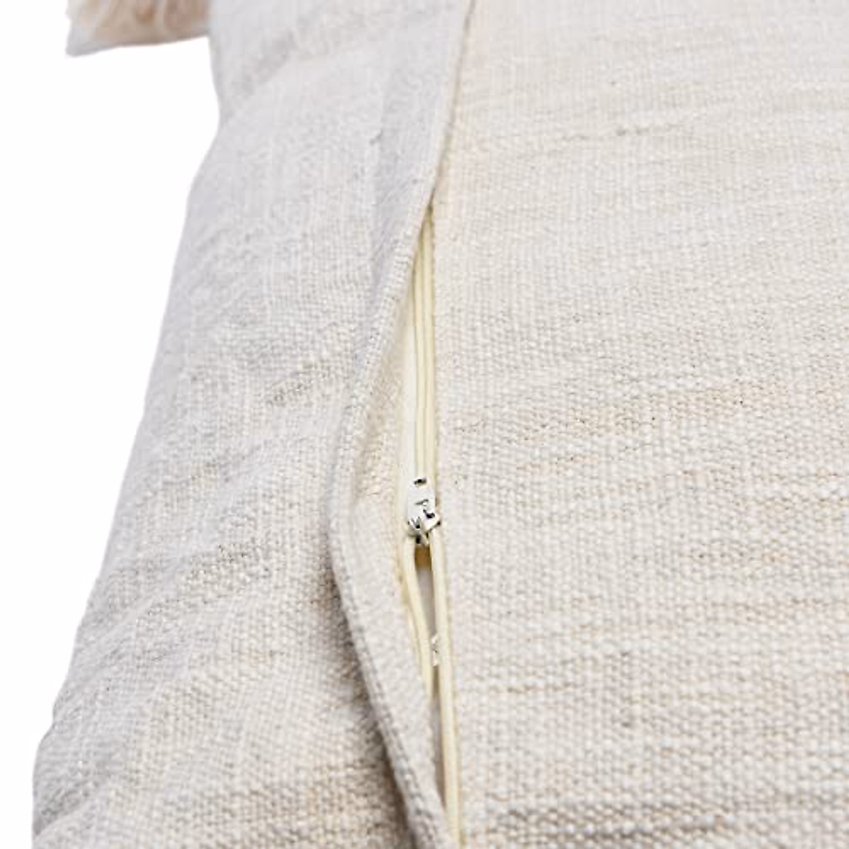 Creative Co-Op Woven Cotton Slub Lumbar Applique, Fringe and Tassels Pillow, 24" L x 16" W x 2" H, Multicolor