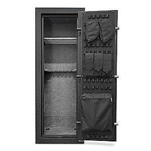 Stealth EGS14 Essential Gun Safe, Fireproof for 30 Minutes, Fits up to 14 Long Guns & Pistols, Adjustable Door Panel Organizer, California DOJ Approved, Internal Power Outlet, Durable Black Paint