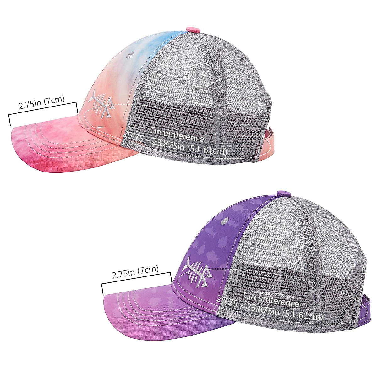 BASSDASH 2 Pack Altimate Fishing Hunting Hat Mesh Back for Men Women Adjustable Baseball Trucker Cap Camo Blaze Orange