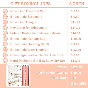 Homabachyco Bridesmaid Proposal Gifts, Will You Be My Bridesmaid Gift Box, Engagement Wedding Gifts Wine Tumbler Bridal Bachelorette Party Gifts for Bridesmaids, 20oz Wine Tumbler Gift Set