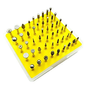 𝐉𝐔𝐍𝐋𝐈𝐗𝐍 50 Pcs Diamond Burr Sets, 1/8 Inch Shank Various Shapes Stone Carving Bits Diamond Mounted Grinding Kits for Electric Rotary Tools