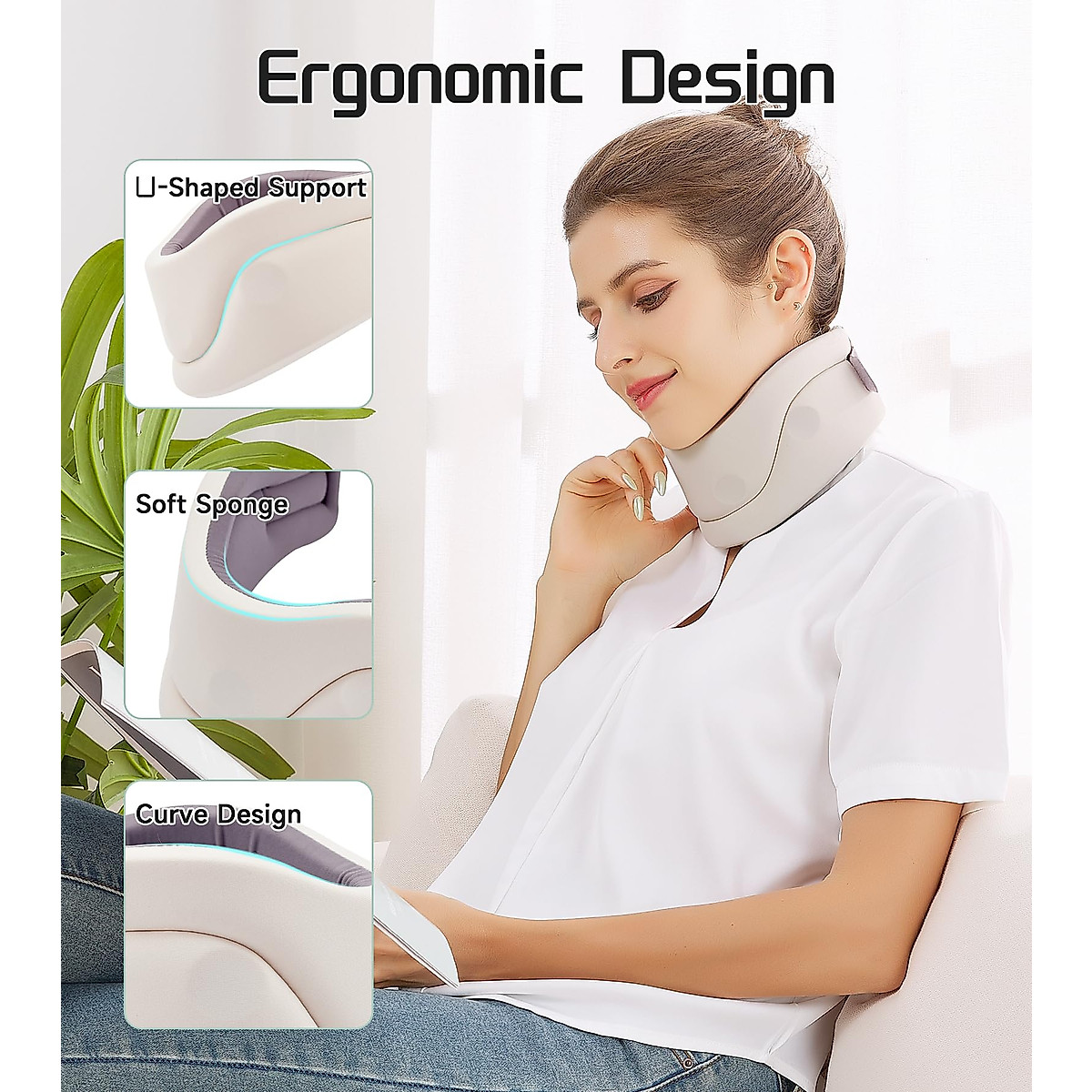 Neck Brace for Neck Pain and Support for Women,Men-Cervical Collar-Vertebrae Whiplash Wrap for Posture,Sleeping-Spinal Support and Spine Pressure-Soft Neck Brace for Pinched Nerve (Large(14-18 Inch))